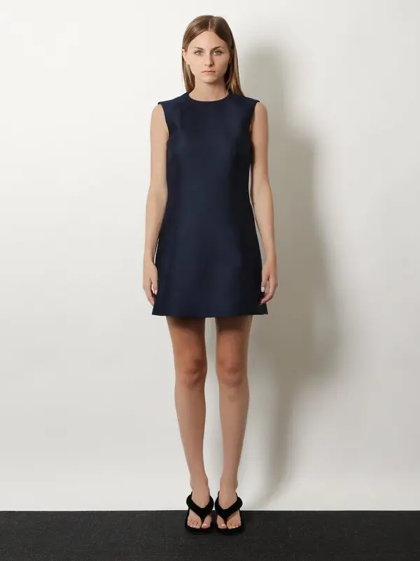 Balenciaga A-line Merino Wool And Silk Blend Short Dress