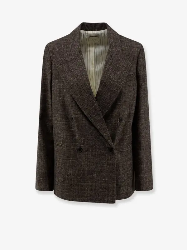 ALYSI Double-breasted Wool And Linen Blend Blazer