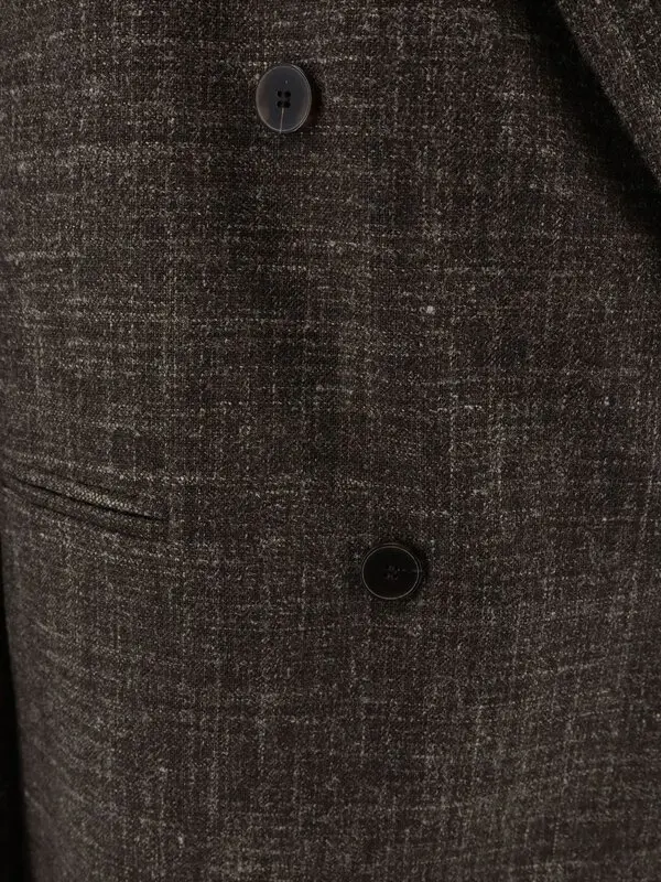 ALYSI Double-breasted Wool And Linen Blend Blazer