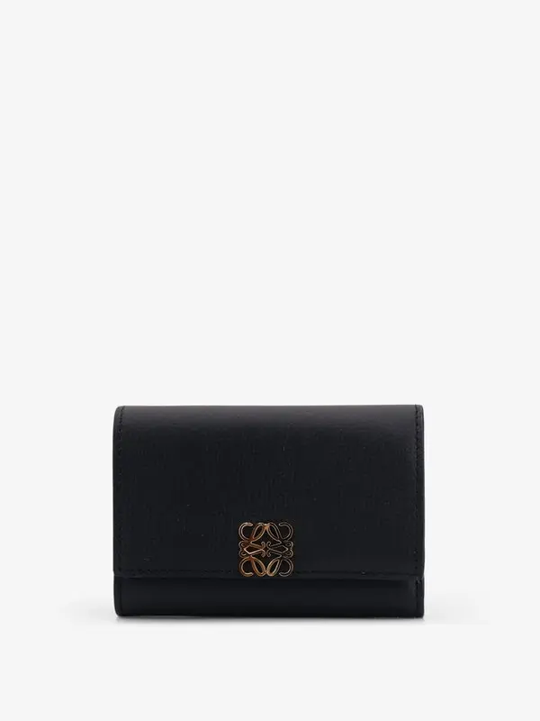 Loewe Anagram Leather Wallet With Front Logo - Black