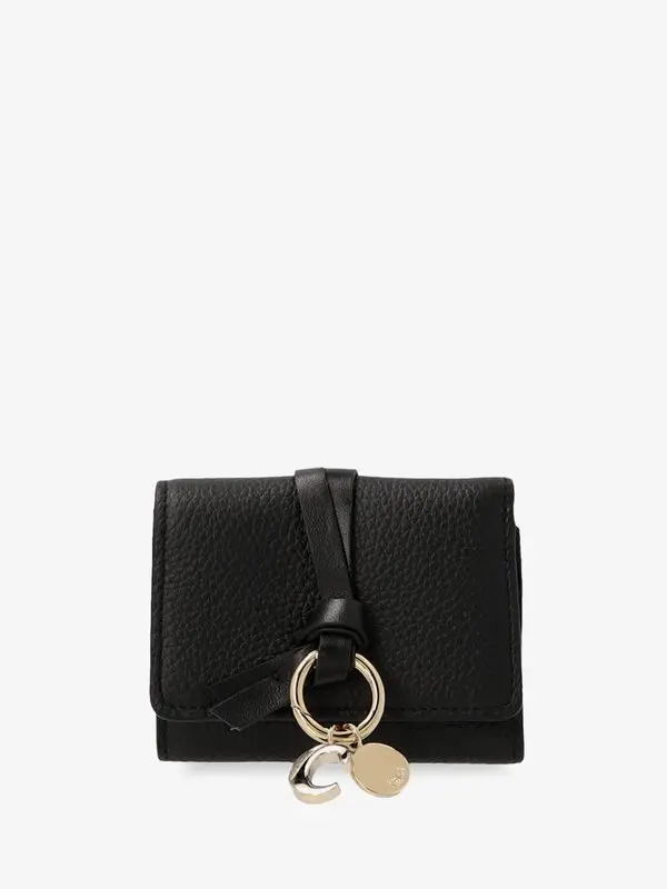 Chloé Mini Alphabet Trifold Leather Wallet - Black