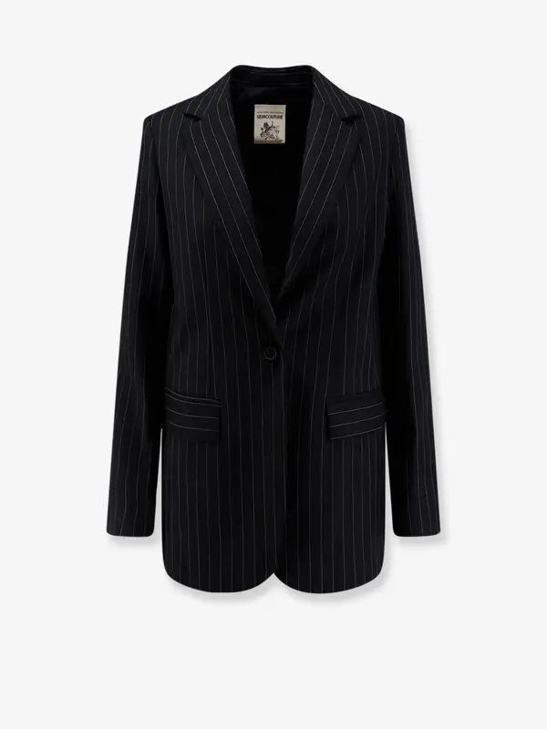 SEMICOUTURE Single-breasted Virgin Wool Blend Blazer - Grey