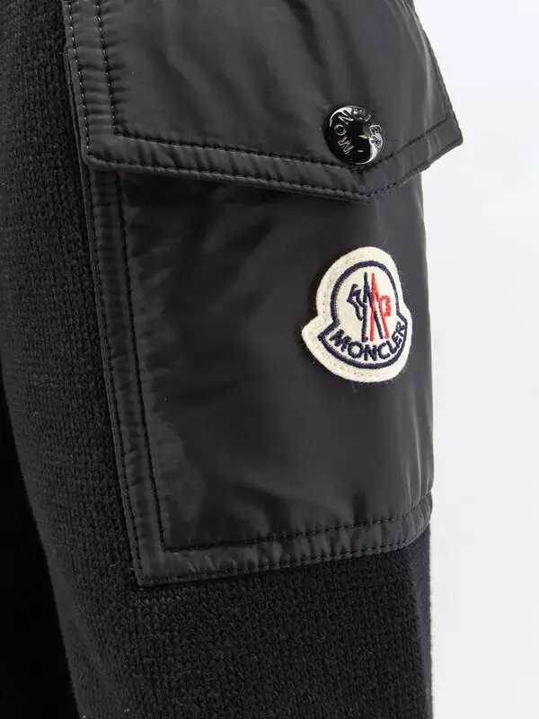 Moncler Virgin Wool Cardigan With Logo Patch