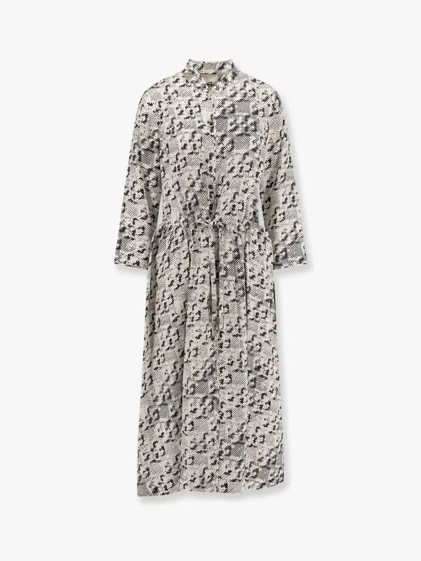 Tory Burch Silk Dress With Pixelated Logo Print