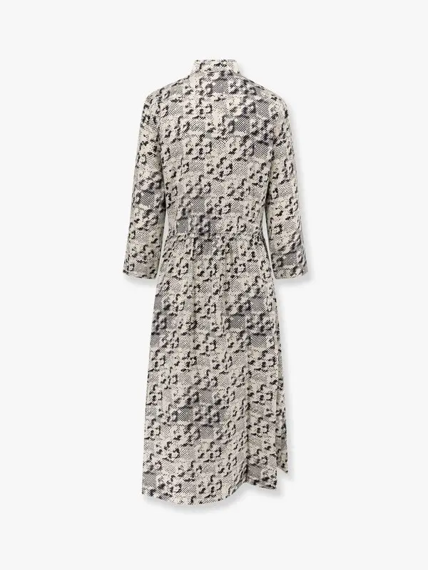 Tory Burch Silk Dress With Pixelated Logo Print