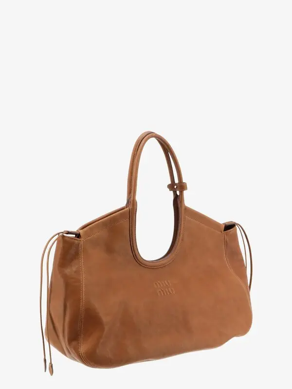 Miu Miu Ivy Leather Handbag With Front Lettering Logo