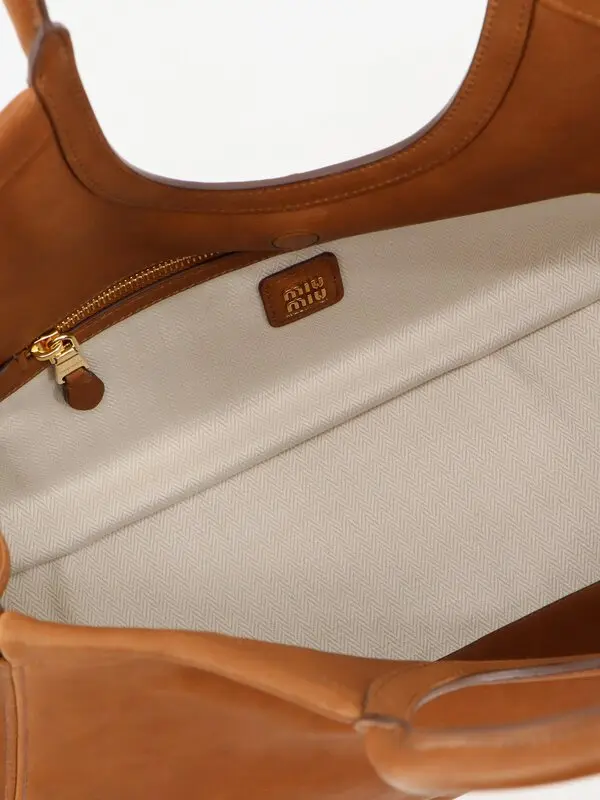 Miu Miu Ivy Leather Handbag With Front Lettering Logo
