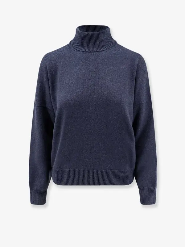 Brunello Cucinelli Cashmere Turtleneck With Monili Detail - Blue