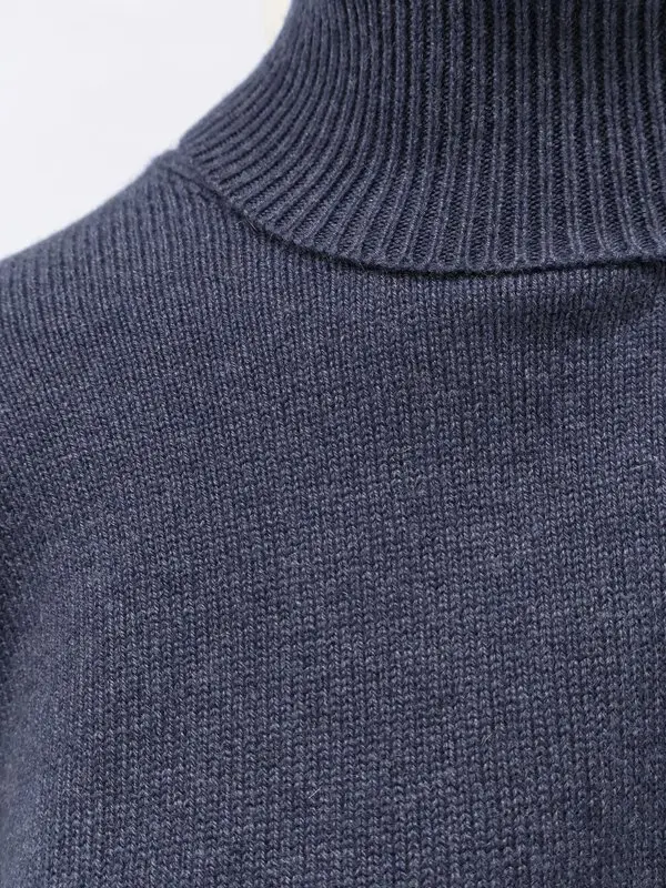 Brunello Cucinelli Cashmere Turtleneck With Monili Detail - Blue