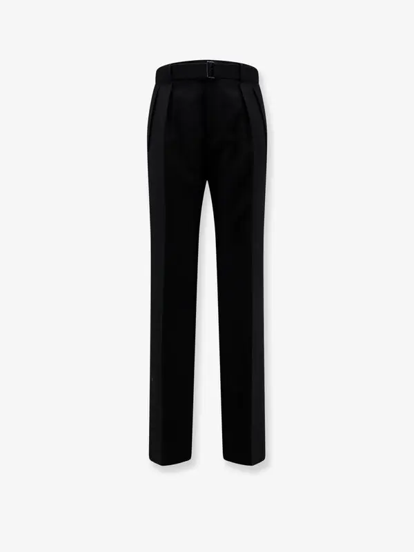 Tagliatore Nevil Virgin Wool Trousers With Belt - Black