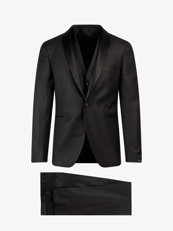 Tagliatore Virgin Wool And Silk Trouser With Vest - Black