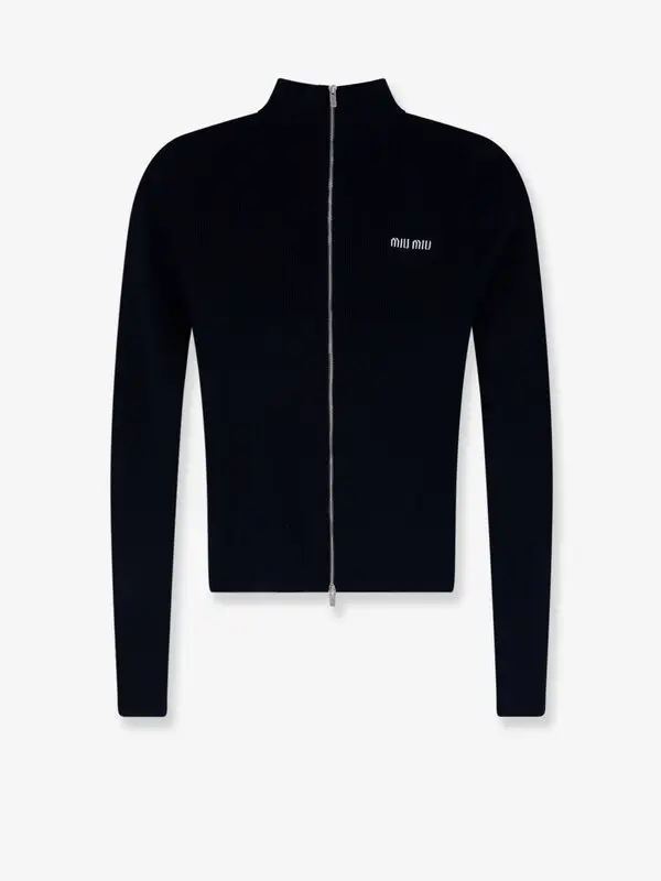 Miu Miu Cotton Cardigan With Front Logo Inlay