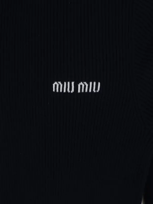 Miu Miu Cotton Cardigan With Front Logo Inlay