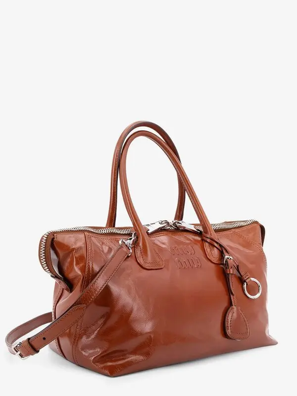 Miu Miu Shiny Leather Handbag With Front Lettering Logo