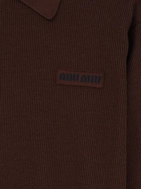 Miu Miu Wool Polo Shirt With Embroidered Logo On The Front