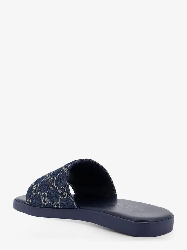 Gucci Denim Sandals With Gg Motif - Blue
