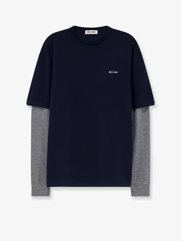 Miu Miu Blend Of Virgin Wool, Cashmere And Silk Sweater - Blue