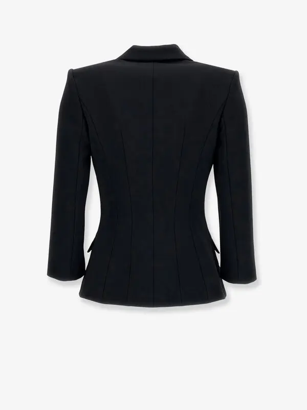 Elisabetta Franchi Double-breasted Blazer With Monogram Gold Metal Details
