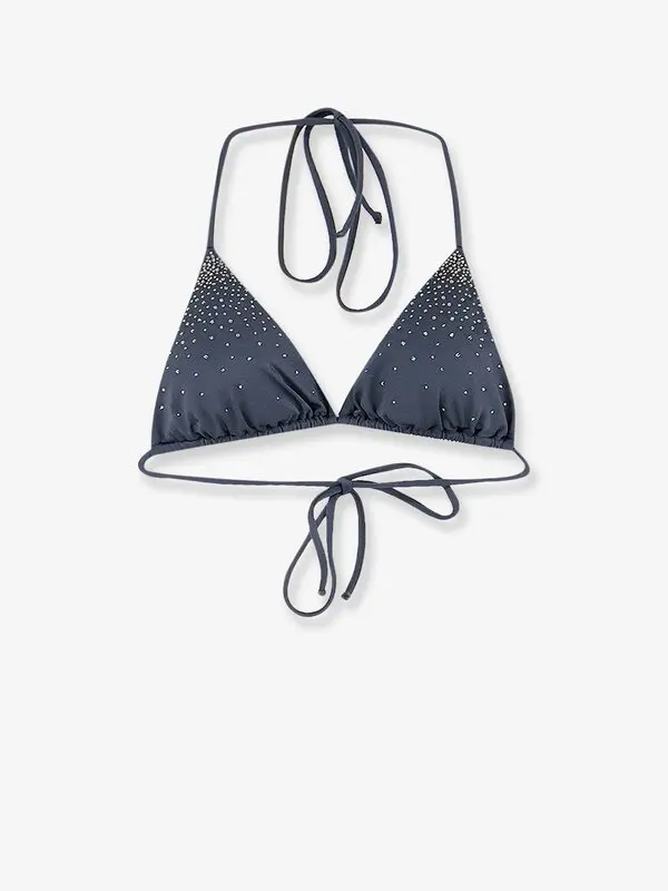 MC2 SAINT BARTH Annabelle Rhinestone Bikini Top - Blue