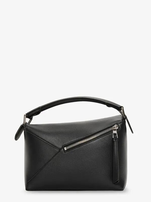 Loewe Puzzle Edge Leather Handbag With Engraved Anagram Logo - Black