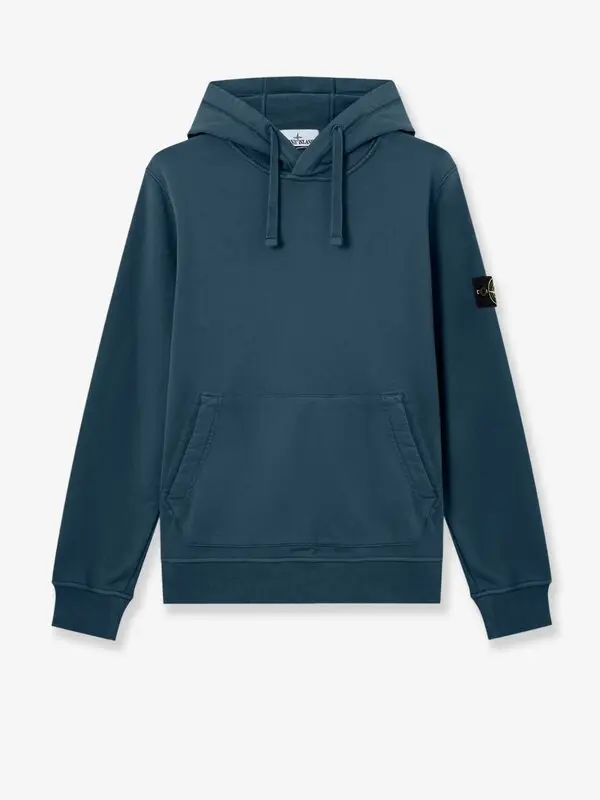 Stone Island Cotton Sweatshirt With Side Logo Patch - Blue