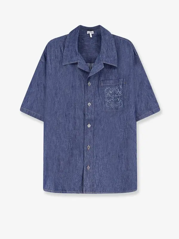 Loewe Denim Shirt With Embroidered Anagram Logo