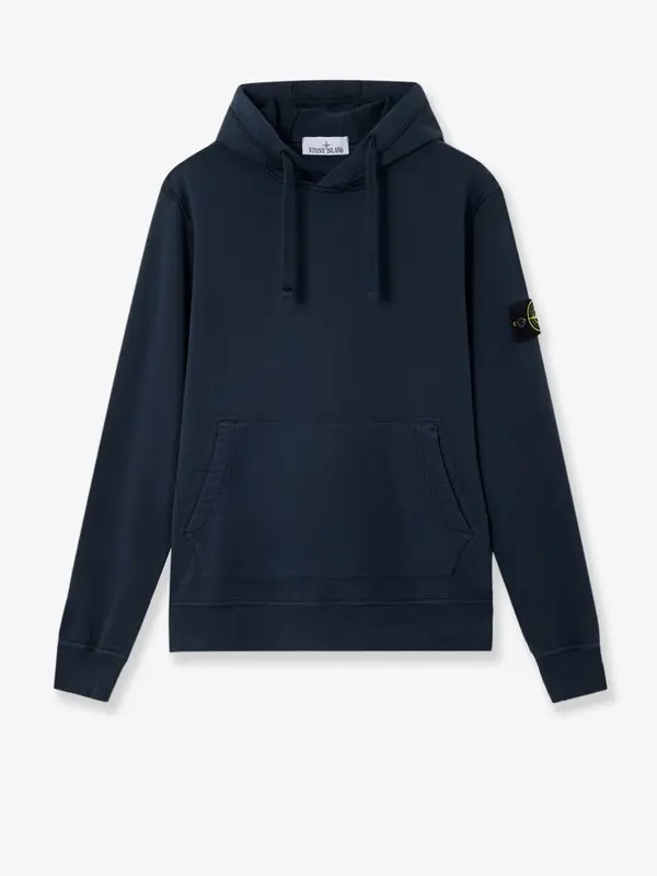 Stone Island Cotton Sweatshirt With Side Logo Patch - Blue
