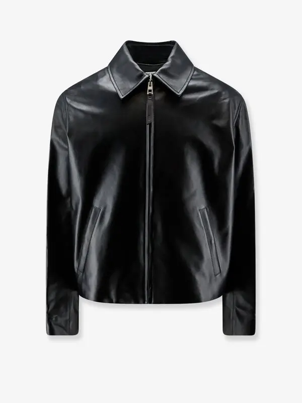 Loewe Leather Jacket With Back Logo Patch