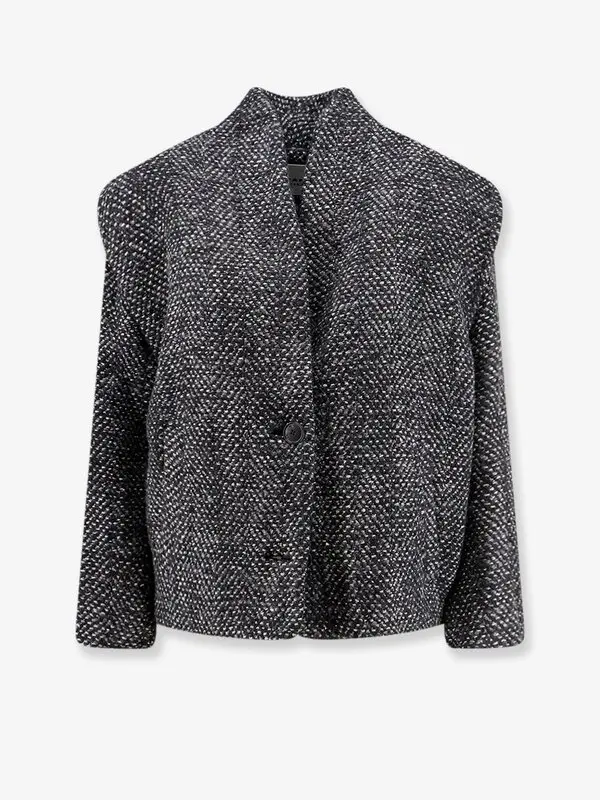 MARANT ETOILE Drogo Mélange Fabric Coat - Black