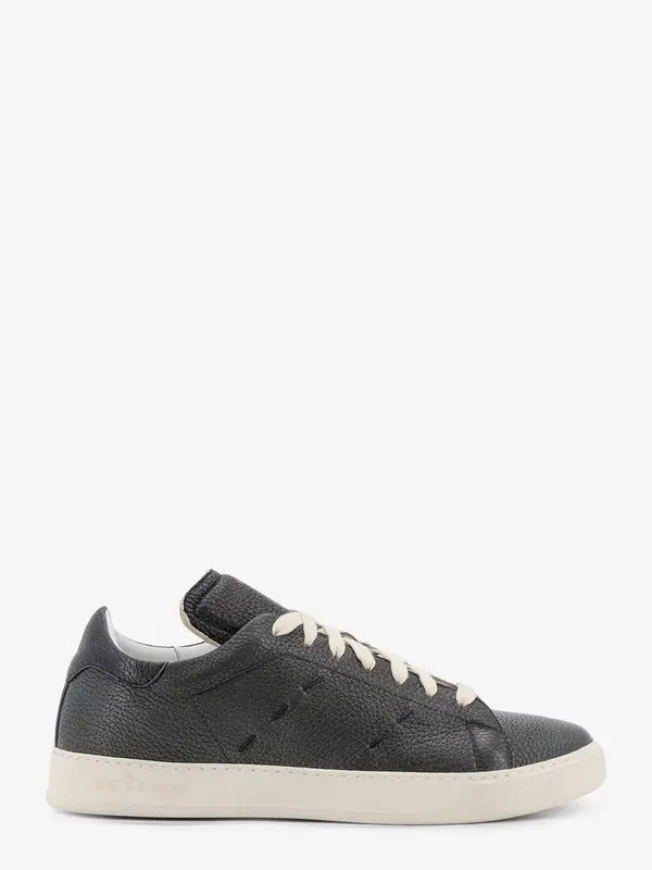 Kiton Leather Sneakers With Iconic Side Stitching