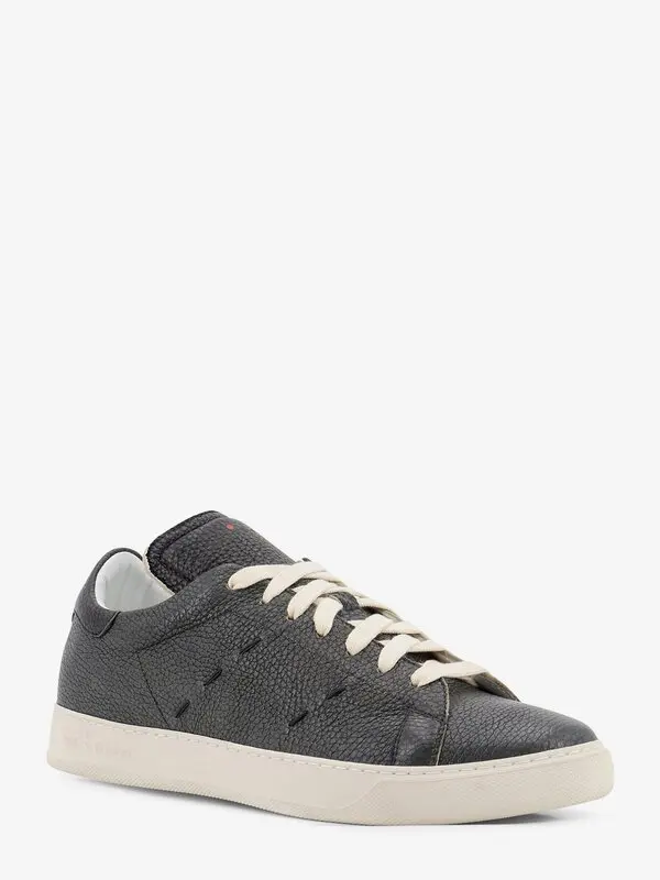 Kiton Leather Sneakers With Iconic Side Stitching