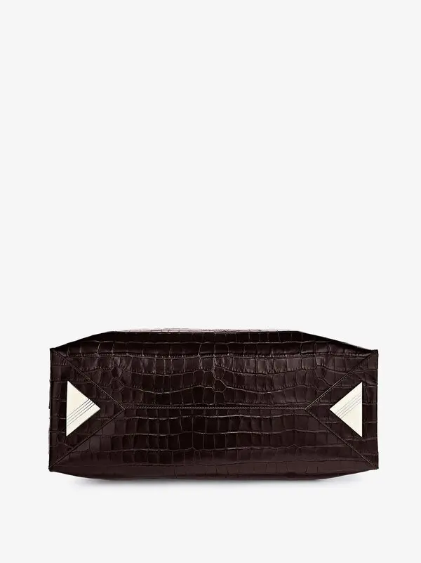 Attico La Passeggiata Medium Croc-effect Leather Shoulder Bag - Brown