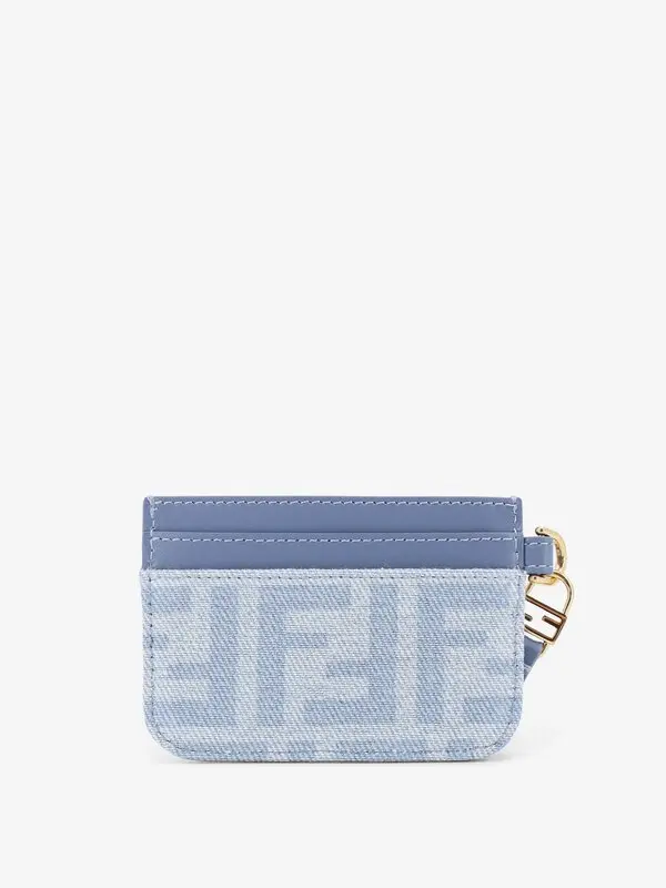 Fendi Denim Baguette Card Holder With Ff Motif