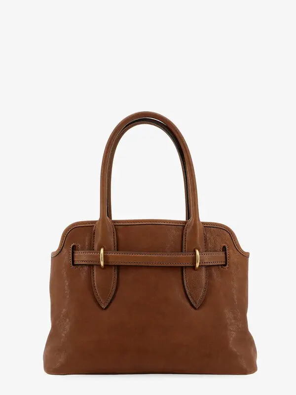 Miu Miu Aventure Leather Handbag With Embossed Lettering Logo