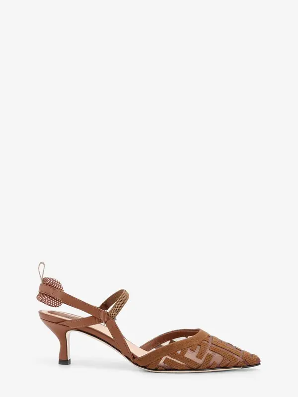 Fendi Colibri Mesh Pumps With Ff Embroidery - Brown