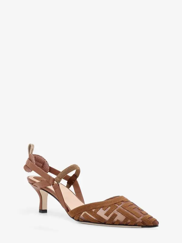 Fendi Colibri Mesh Pumps With Ff Embroidery - Brown