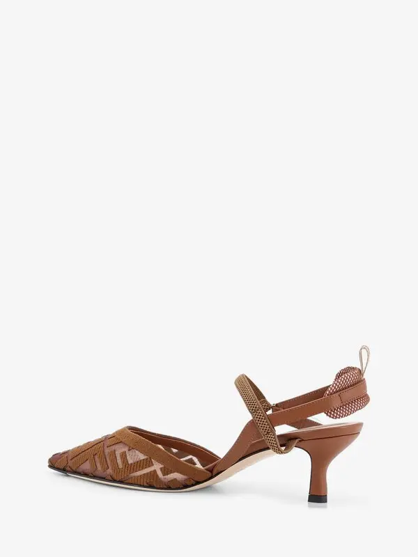 Fendi Colibri Mesh Pumps With Ff Embroidery - Brown