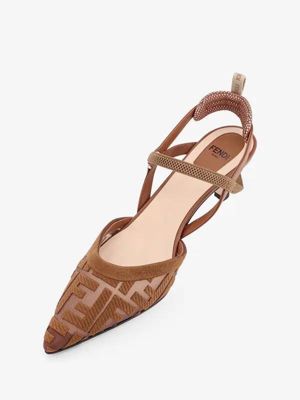Fendi Colibri Mesh Pumps With Ff Embroidery - Brown