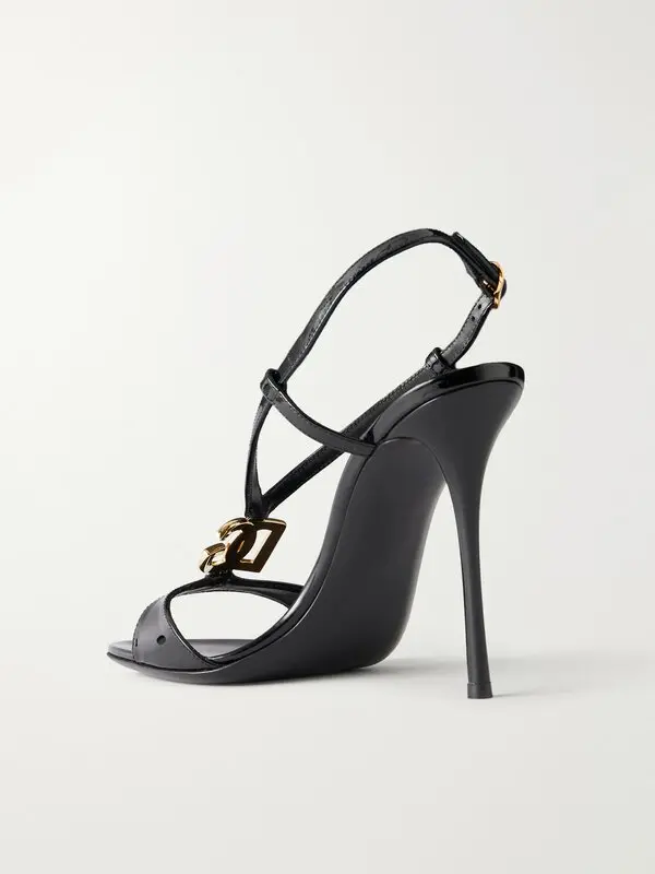 Dolce & Gabbana Logo-detailed Patent Leather Stiletto Sandals