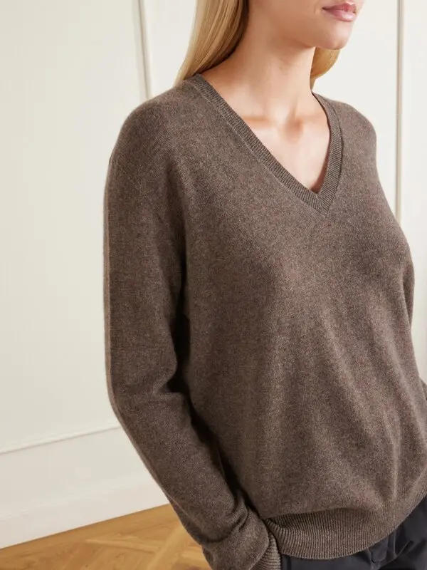 THE ROW Phora Cashmere Sweater - Brown