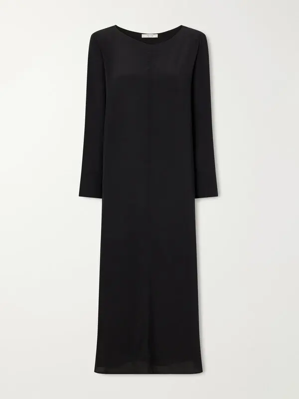 THE ROW Cyra Silk-crepe De Chine Midi Dress - Black