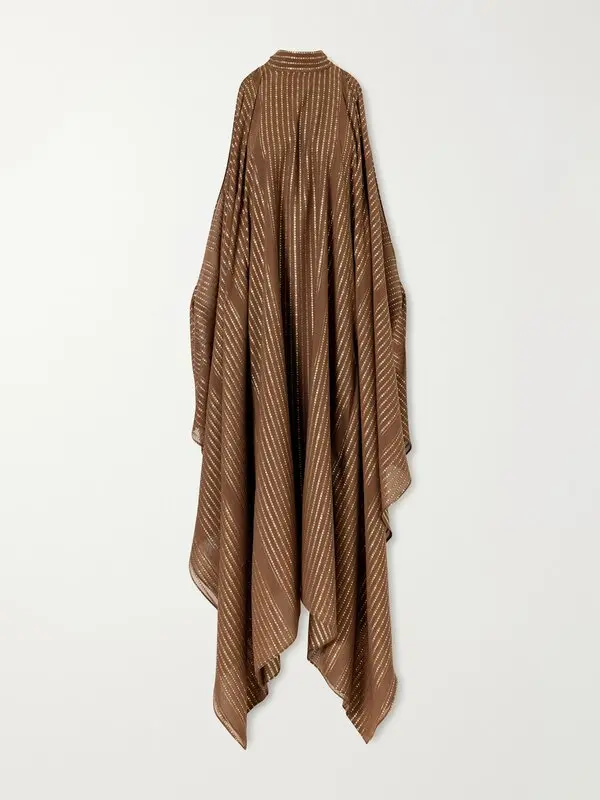 TALLER MARMO Agadez Metallic Silk-blend Fil Coupé Gown - Brown