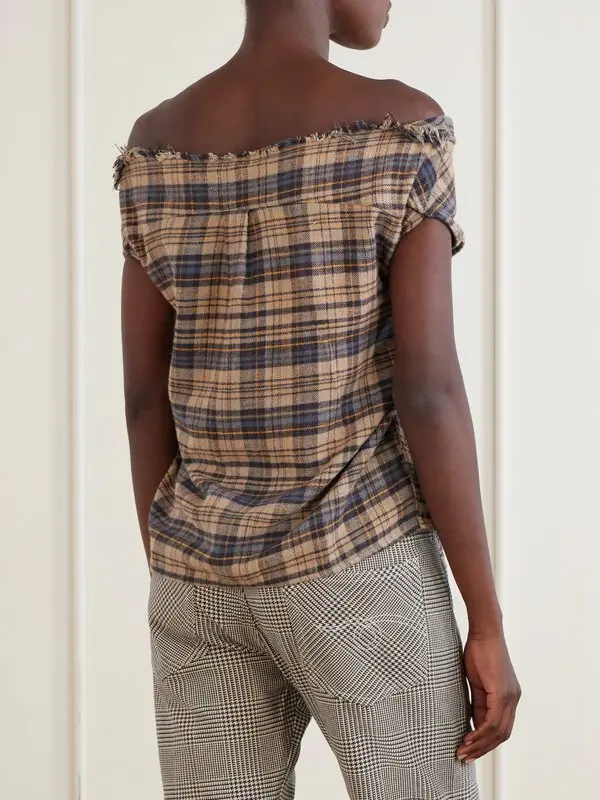 R13 Checked Cotton-flannel Blouse