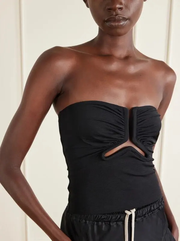 Rick Owens Alannah Strapless Cut-out Stretch-jersey Top