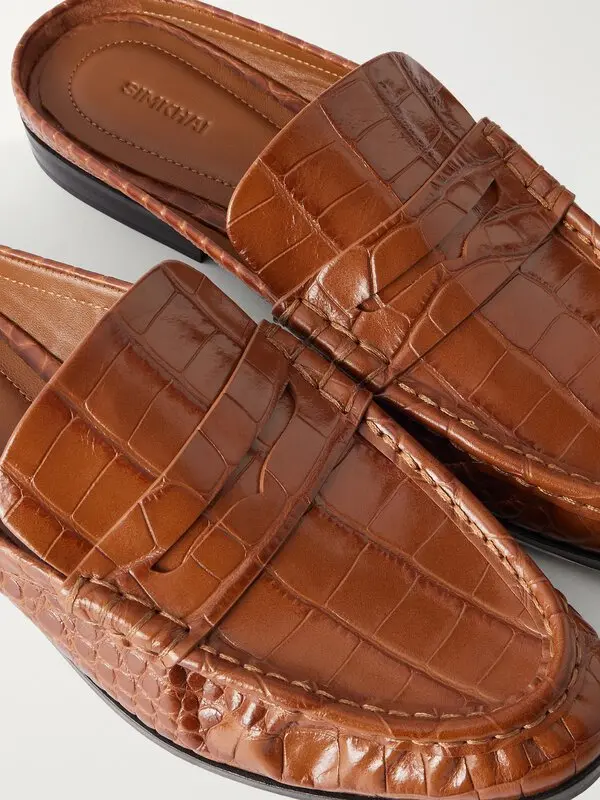 Simkhai Dean Croc-effect Leather Slip-ons