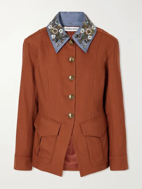 Veronica Beard Laramie Dickey Sequin And Bead-embellished Twill Jacket - Red