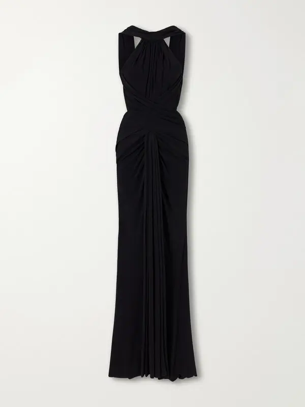 Elie Saab Draped Jersey Gown - Black