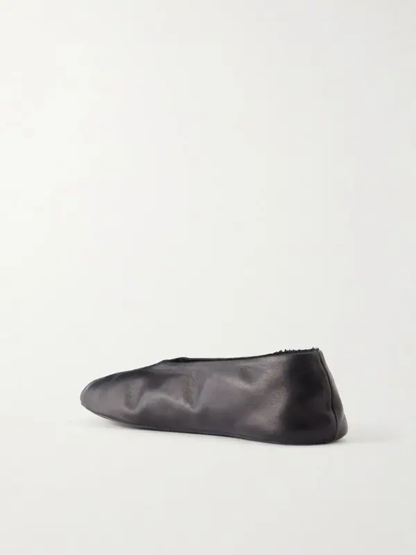 THE ROW Stella Shearling-lined Leather Ballet Flats