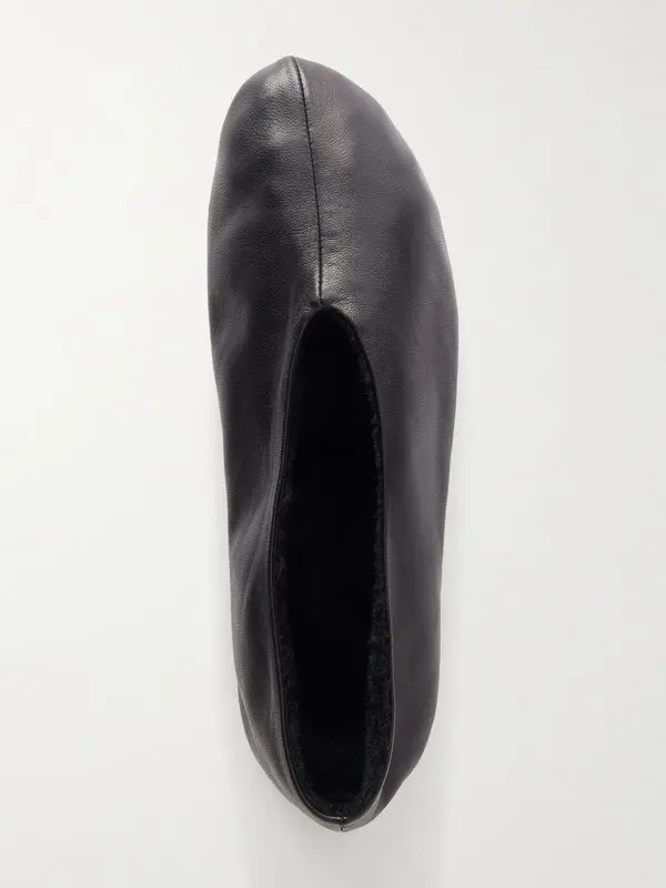 THE ROW Stella Shearling-lined Leather Ballet Flats