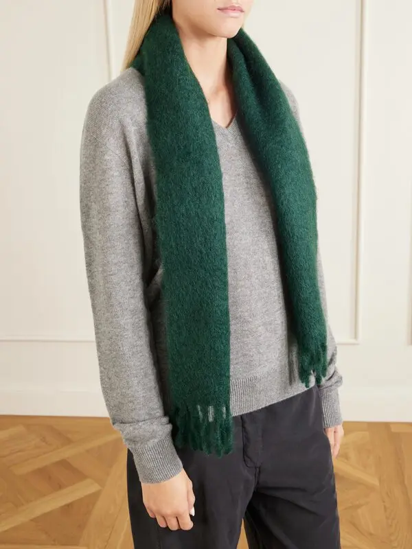 THE ROW Creana Fringed Mohair And Wool-blend Scarf